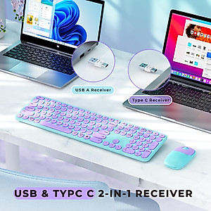 Cute Purple Wireless Keyboard & Mouse for Mac & Windows