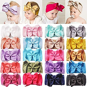 DED 20 Pieces Soft Elastic Nylon Headbands Hair Bows Headbands Hairbands for Baby Girl Toddlers Infants Newborns