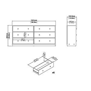 Tvilum 6 Drawer Double Dresser, Truffle Gray