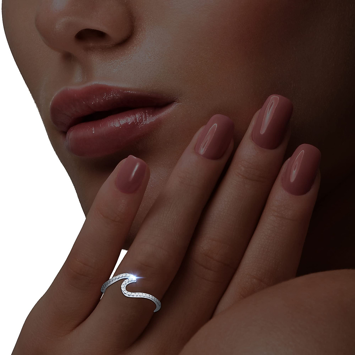 Beaux Bijoux Sterling Silver CZ Simulated Diamond Wave Ring for Women | Silver Band Ring with Wave Design for Women