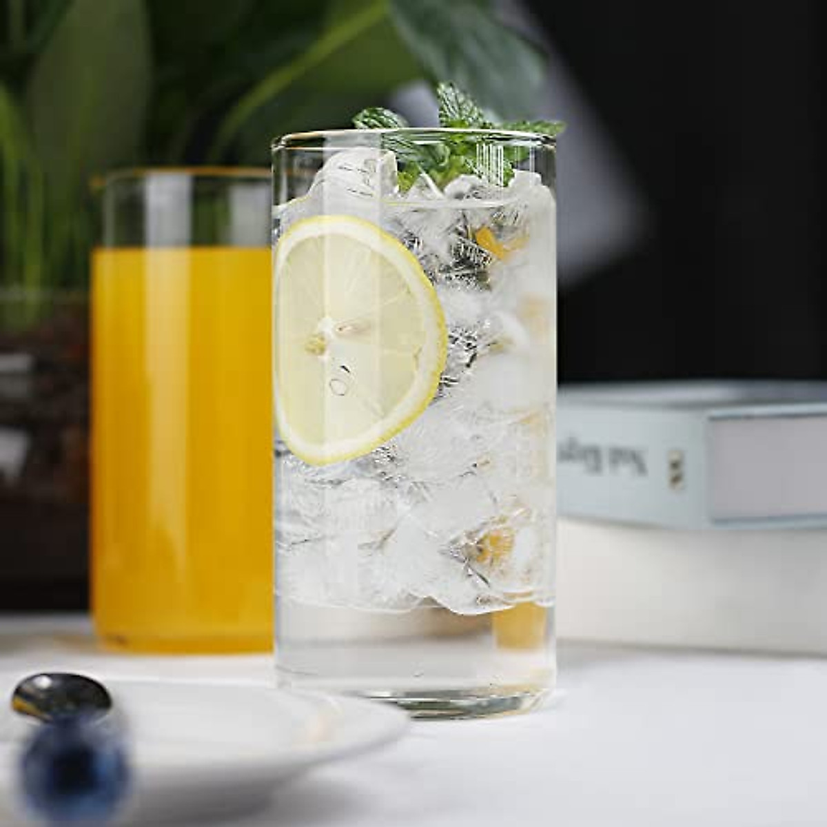 LUXU Drinking Glasses 19 oz, Thin Highball Glasses Set of 4,Clear Tall Glass Cups For Water, Juice, Beer, Drinks, and Cocktails and Mixed Drinks