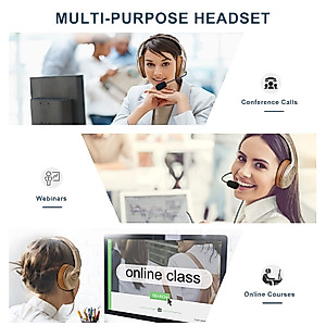 USB Headset for Microsoft Teams, Zoom Meeting Headset with Noise Cancelling Mic, Mute Button and in-Line Volume Control, PC Headphones for Video Conference Calls, Wired Laptop Headset for Computer