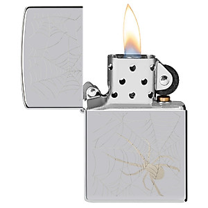 Zippo Spider Web Design High Polish Chrome Pocket Lighter