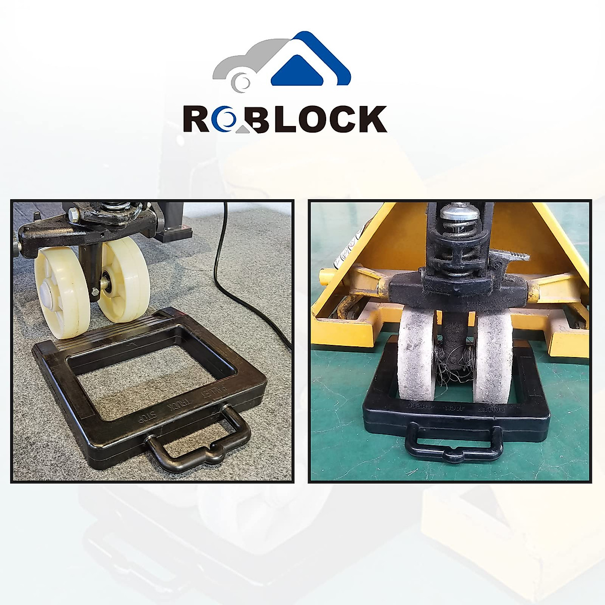 ROBLOCK Rubber Pallet Jack Chock Heavy Duty Wheel Chock, Pallet Jack Stopper for Truck 14.2" Length x 11.2" Width x 2" Height (1 Pack, Black)