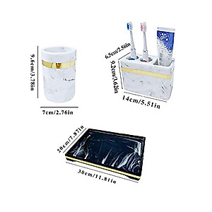 YAYA2021-SHOP Soap Bottles 4-Piece Bathroom Countertop Accessories Set - Toothbrush Holder Mouthwash Cups and Tray, Marble Imitated Resin (Black Gray) Soap Dispenser (Color : White)