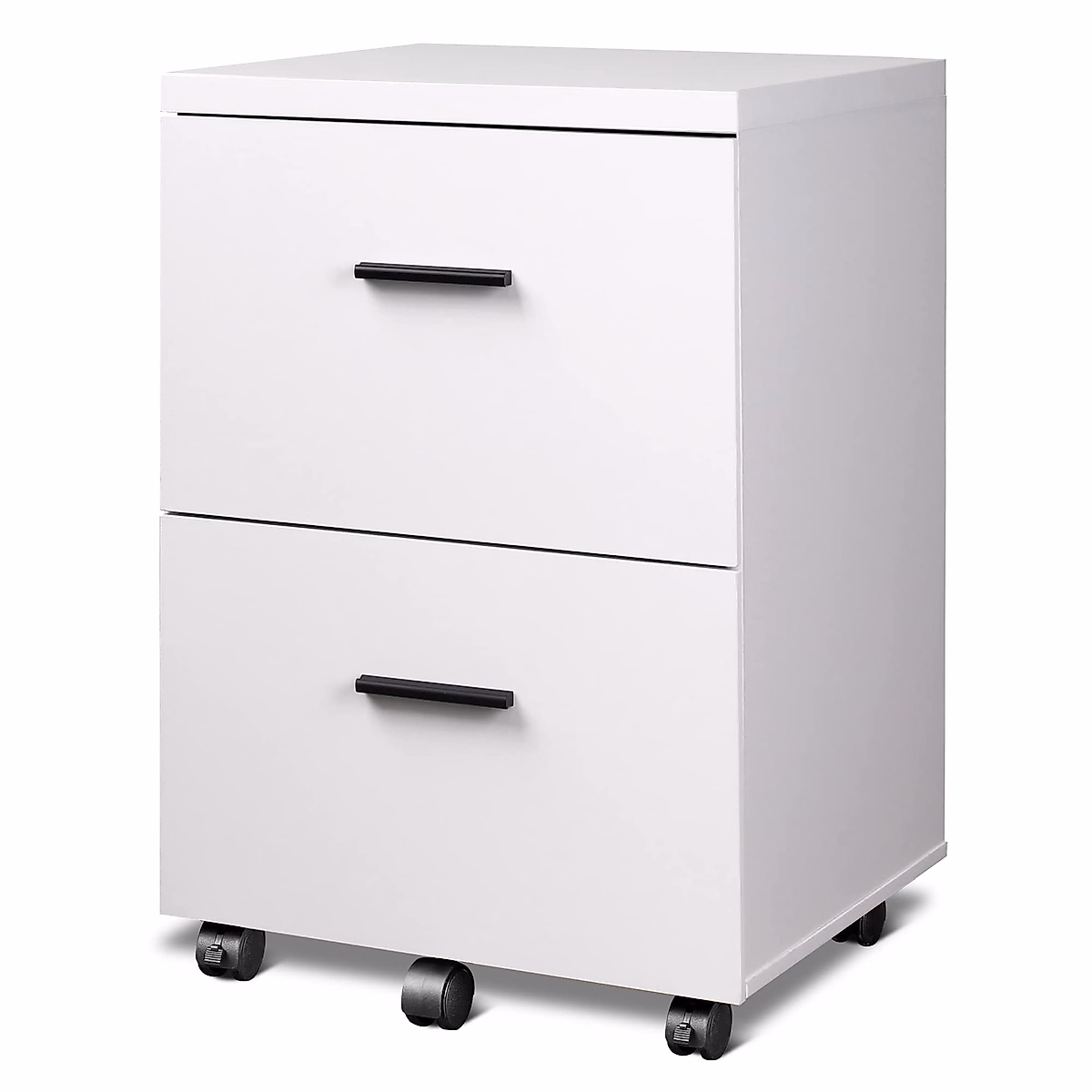 DEVAISE 2 Drawer Wood File Cabinet, Mobile Lateral Filing Cabinet with Storage, Letter Legal Size, White