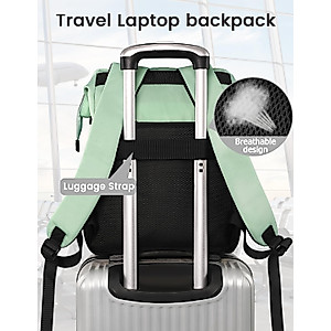 Laptop Backpack for Women, 15.6 Inch Computer Backpack Doctor Teacher Work Purse Bookbag, Wide Top Open College School Water Resistant Travel Casual Shoulder Bag with USB Charging Port RFID Anti Theft