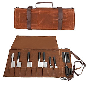 Knife Bag,Canvas Chef Knife Roll Bag,Chef Knife Case Roll Bag,Chef Knife Case Roll Bag With 10 Slots Plus 3 Zipper Pockets, Carry Handle & Shoulder Strap Chef Knife Bag For Men Culinary Traveling.