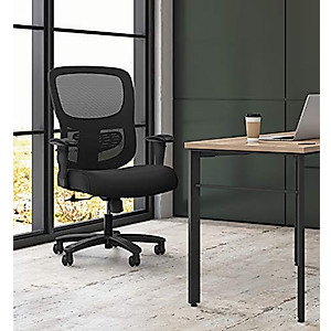 HON Sadie Big and Tall Office Chair Mesh Back Ergonomic Computer Desk Chair Heavy Duty 400 lb Max - Adjustable Arms, Lumbar Support, Comfortable Seat Cushion, 360 Swivel Rolling Wheels - Black