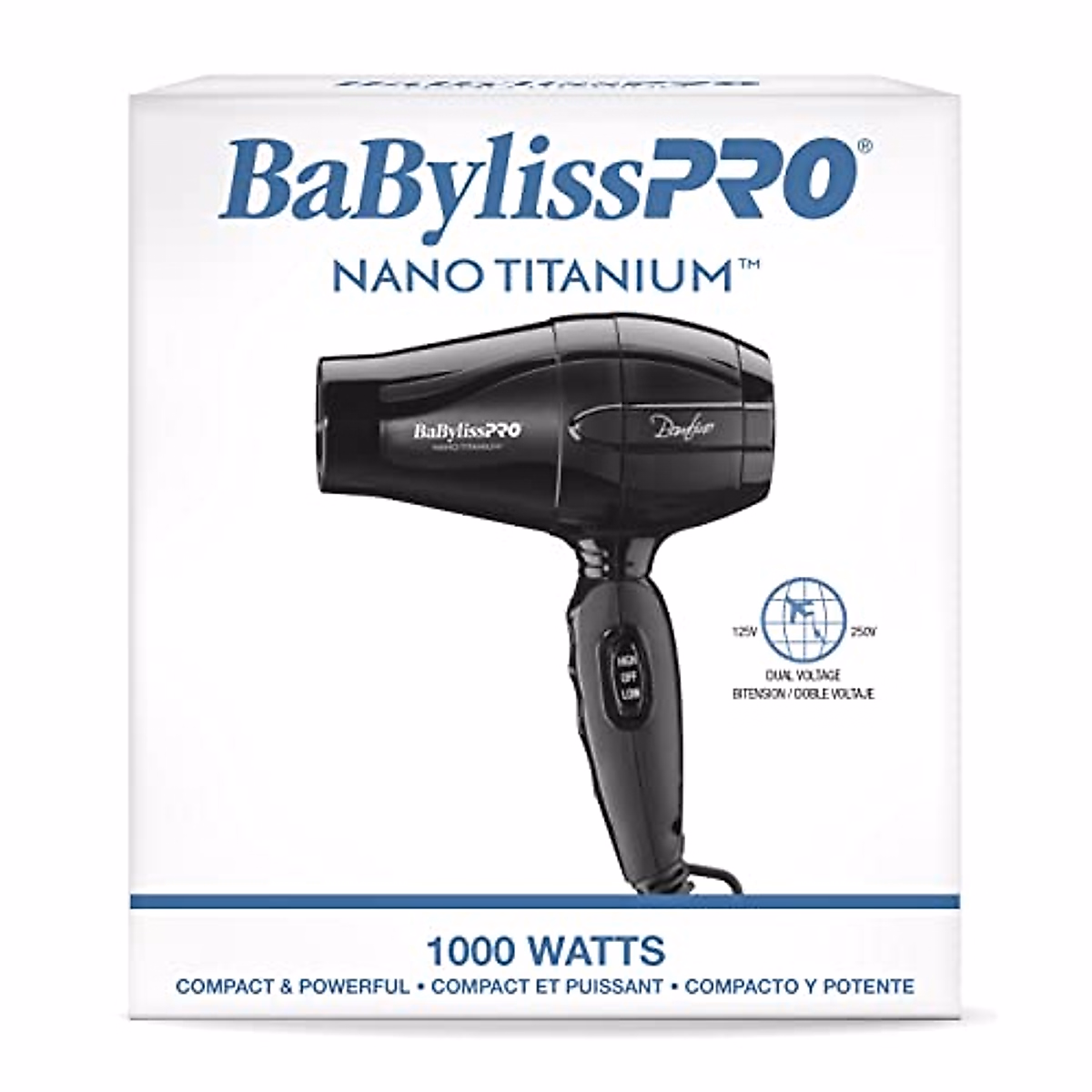 BaBylissPRO Nano Titanium Bambino Compact Dryer, 1 Count (Pack of 1)