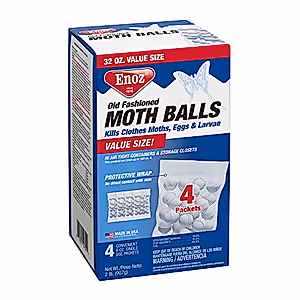 Enoz Old Fashioned Moth Balls, Kills Clothes Moths, Covered in Protective Wrap, Uses Active Ingredients, 32 oz