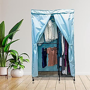 Formosa Covers Portable Garment Rolling Rack Cover - Protect Your Clothes from Dust Keep Your Room Looking Organized in Glacier Blue (Cover Only) (48"W x 18"D x 75"H)