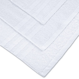 Wealuxe 12 Piece Bath Towel Set for Bathroom - 2 Bath Towels, 4 Hand Towels, 6 Washcloths 100% Cotton Soft and Plush Highly Absorbent, Soft Towel for Hotel & Spa - White