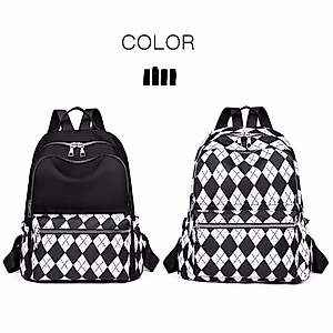 Wednesday Tartan Plaid Backpack Aesthetic Back to School for Teens Y2K Gothic Black White School Book Bag (Black)