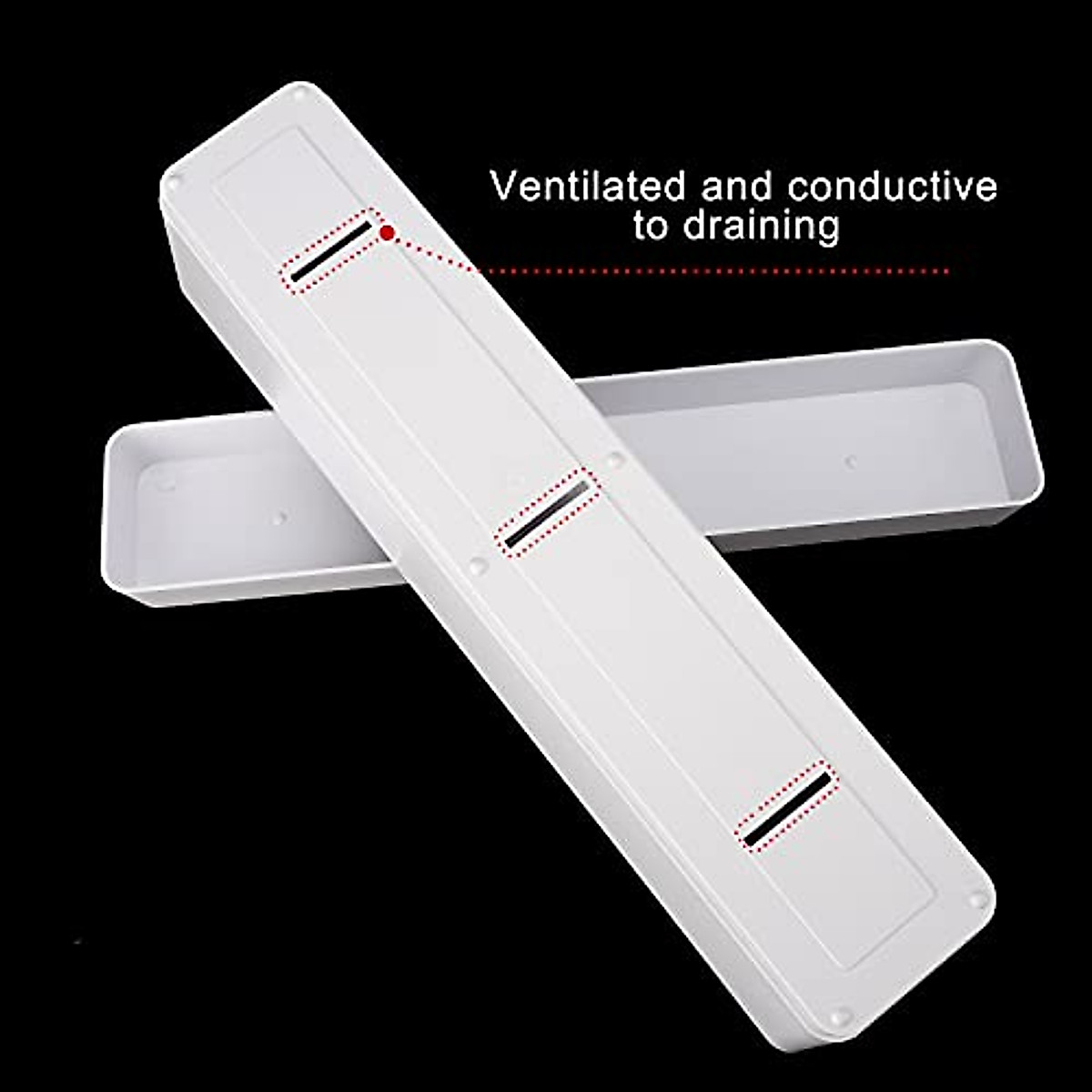 Window Boxes Planters, GREANER 3PCS 16x3.8 Inch Large Herb Planters with Tray, Indoor Succulent Cactus Flowers Vegetable Plastic Rectangle Pots for Balcony, Office, Garden, Outdoor, Windowsill (White)