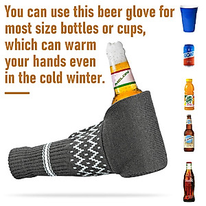 Natheeph Beer Mitt Beer Mitten Gloves Insulating Knit Mitt Knit Stitched Drink Mitt Holder Keeps Your Hand Warm (Black)