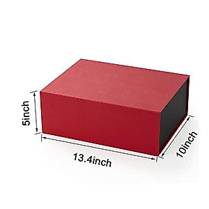 AimtoHome Gift Box 13.4x10x5 Inches,Red Black Gift Box with Lid,Collapsible Bridesmaid Groomsmen Proposal Box with Magnetic,Gift Boxes for Presents,Valentines day Wedding Christmas Birthdays Gift Packging(Pack of 3)