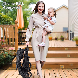 KNOIER Umbrella Stroller for Toddlers 1-3, Ultra Compact Lightweight Infant Stroller Travel Stroller with Snack Tray, Bassinet Mode, Fold 3-Position Recline, Extra Large Storage Basket