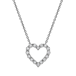 Beyond Brilliance 1/4 Carat Diamond, Prong Set Round Cut Diamond Heart Shape Pendant 18 inch Cable Chain Necklace Natural Diamond Jewelry for Women, Gift Box Included