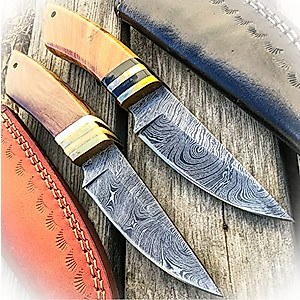 New 2PC 8.5" Damascus Survival Tactical Fixed Blade Hunting Skinner Bowie Knife SET Camping Outdoor Pro Tactical Elite Knife BLDA-1167