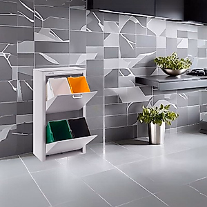 DON HIERRO - Cubek | Trash Can with Recycling Bin Combo | 20 Gallon Trash Bin | Multi Composting Bin Indoor Compost | Modern Trash Can for Home, Kitchen, Office Color Coded Bins Made in Spain