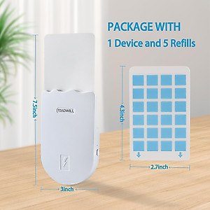 Fly Trap Indoor, Plug in Flying Insect Trap for Fruit Fly, Gnat, Moth, UV Mosquito Bug Trap Catcher with Night Light, Noiseless and Easy to Use, Ideal for House Bedroom Kitchen(1 Device+ 5 Refills)