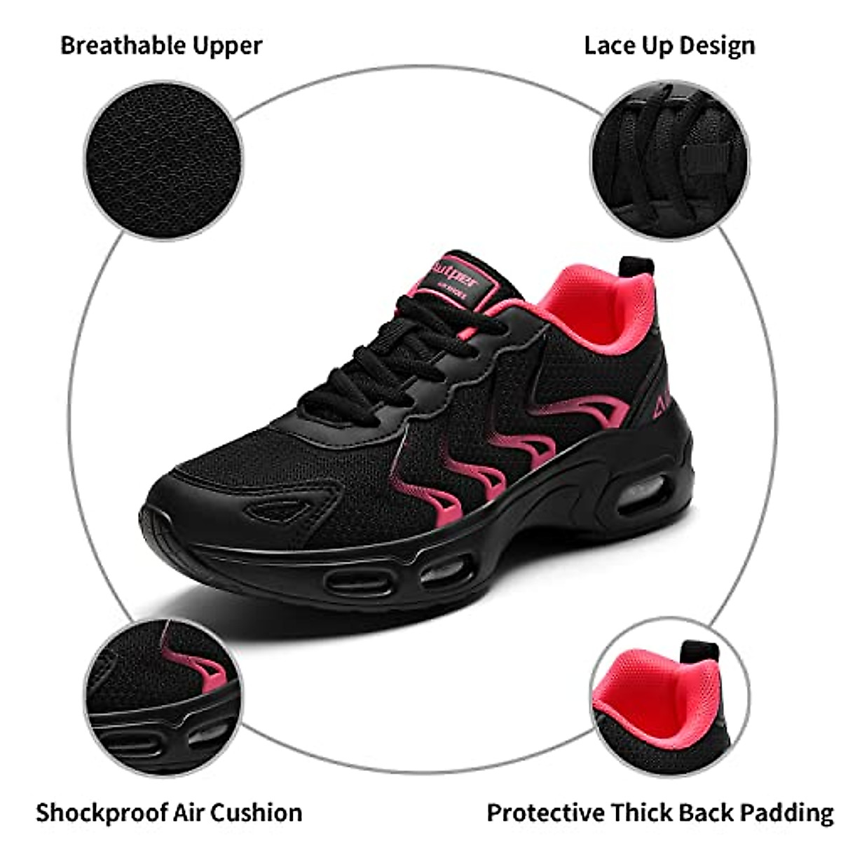 M MAGPER Womens Air Athletic Running Shoes Breathable Walking Tennis Sneakers for Gym Sports Rosered US 6.5