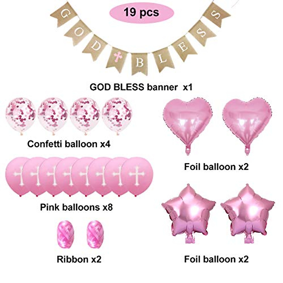 God Bless Banner Baptism, Baptism Decorations Girl, Confirmation Balloons, First Communion Balloons, Cross Balloons for Baptism, Baptism Cross Balloons, Baptism Decorations, Baby Shower