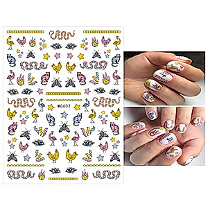 JMEOWIO 8 Sheets Halloween Goth Nail Art Stickers Decals Self-Adhesive Pegatinas Uñas Snake Horror Nail Supplies Nail Art Design Decoration Accessories