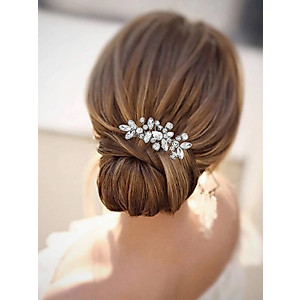 Catery Crystal Wedding Hair Comb Rhinestone Bridal Hairpieces Bridesmaid Clips Accessories for Brides and Women (A Silver)