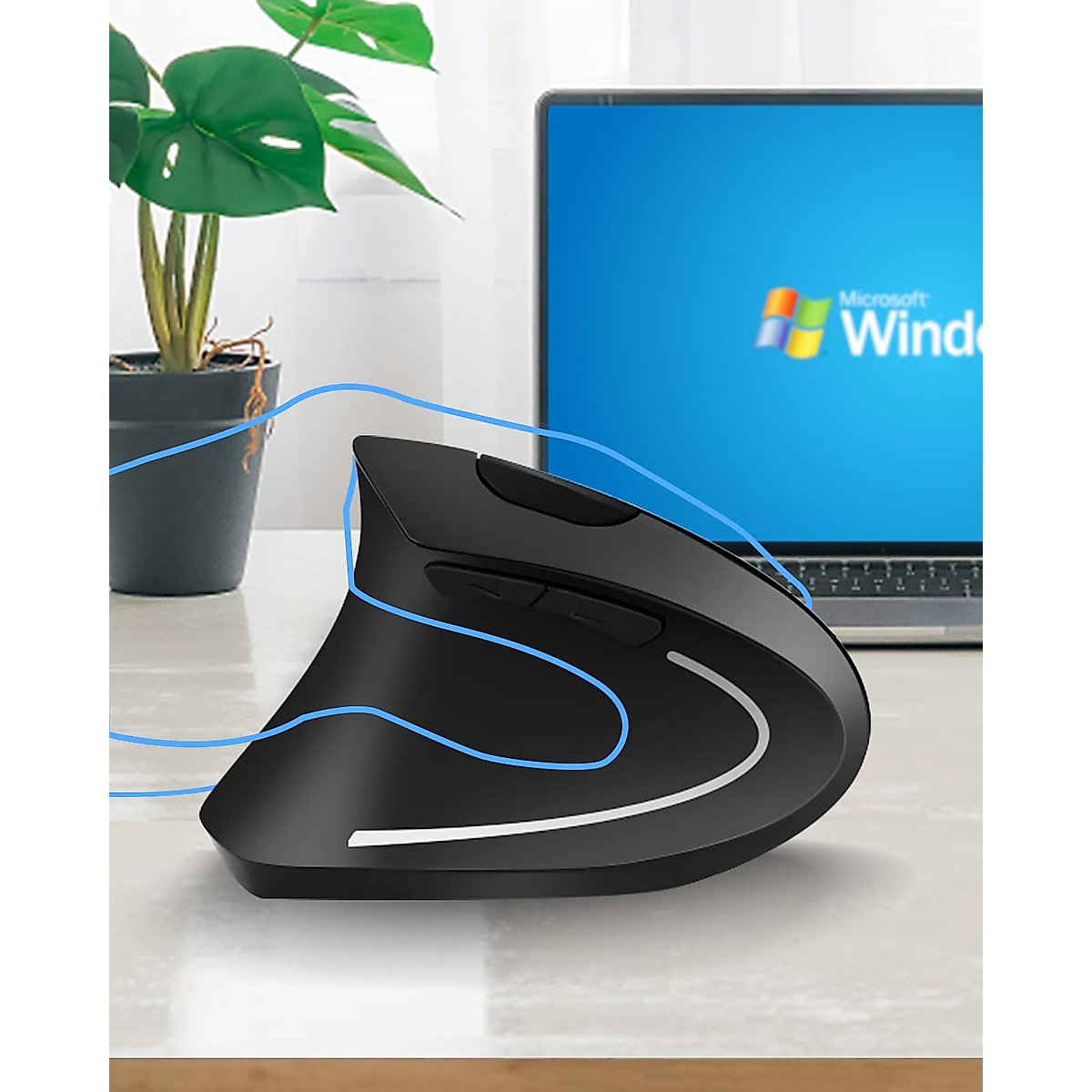 ASOYIOL Left Handed Mouse, Rechargeable Left Vertical Mouse Wireless -2.4G Left Hand Ergonomic Mouse with 6 Buttons Adjustable 800/1200/1600 DPI (Left Hand)