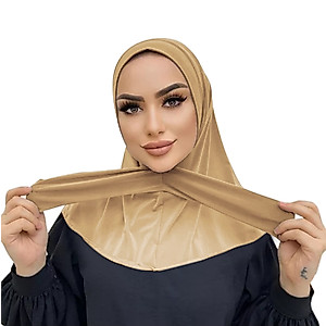 AIBEARTY Women Fashion Instant Muslim Turban Hijab with Snap Fastener Breathable Headscarf Bonnet Cap Turban Hat Shawl