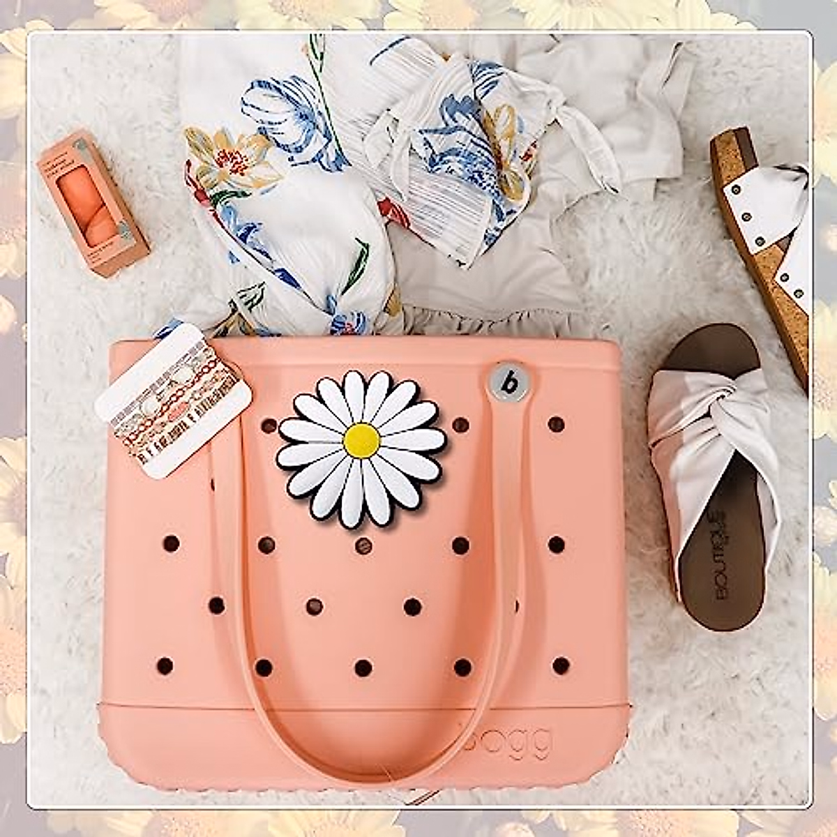 SHIYIXING Flower Charms for Bogg Bag, Bogg Bag Charms Accessories,Decorative Charm for Beach Tote Bag Rubber Beach Bag