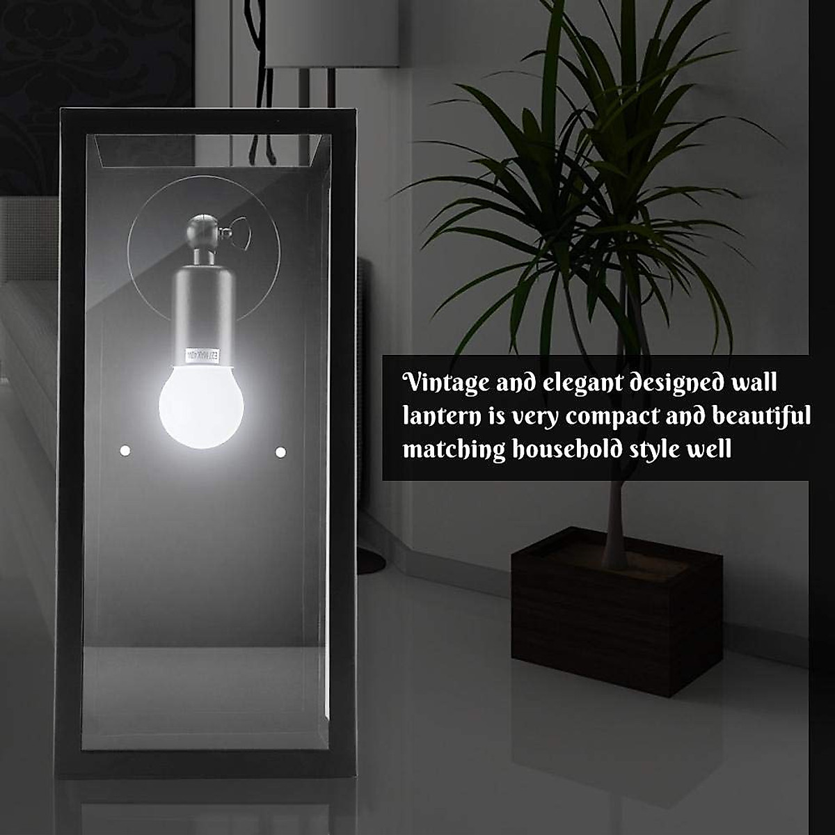 Cocoarm Black Wall Lantern Vintage Style Wall Lantern Lamp Holder with Clear Glass Panel and Standard E27 Socket for Indoor Outdoor Home Garden Decoration, No Light Source