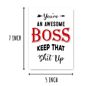EruditeGifts You're An Awesome Boss Keep That Shit Up - Cheeky Boss' Day Card - Birthday Day Card For Boss - Mature Greeting Card For Manager