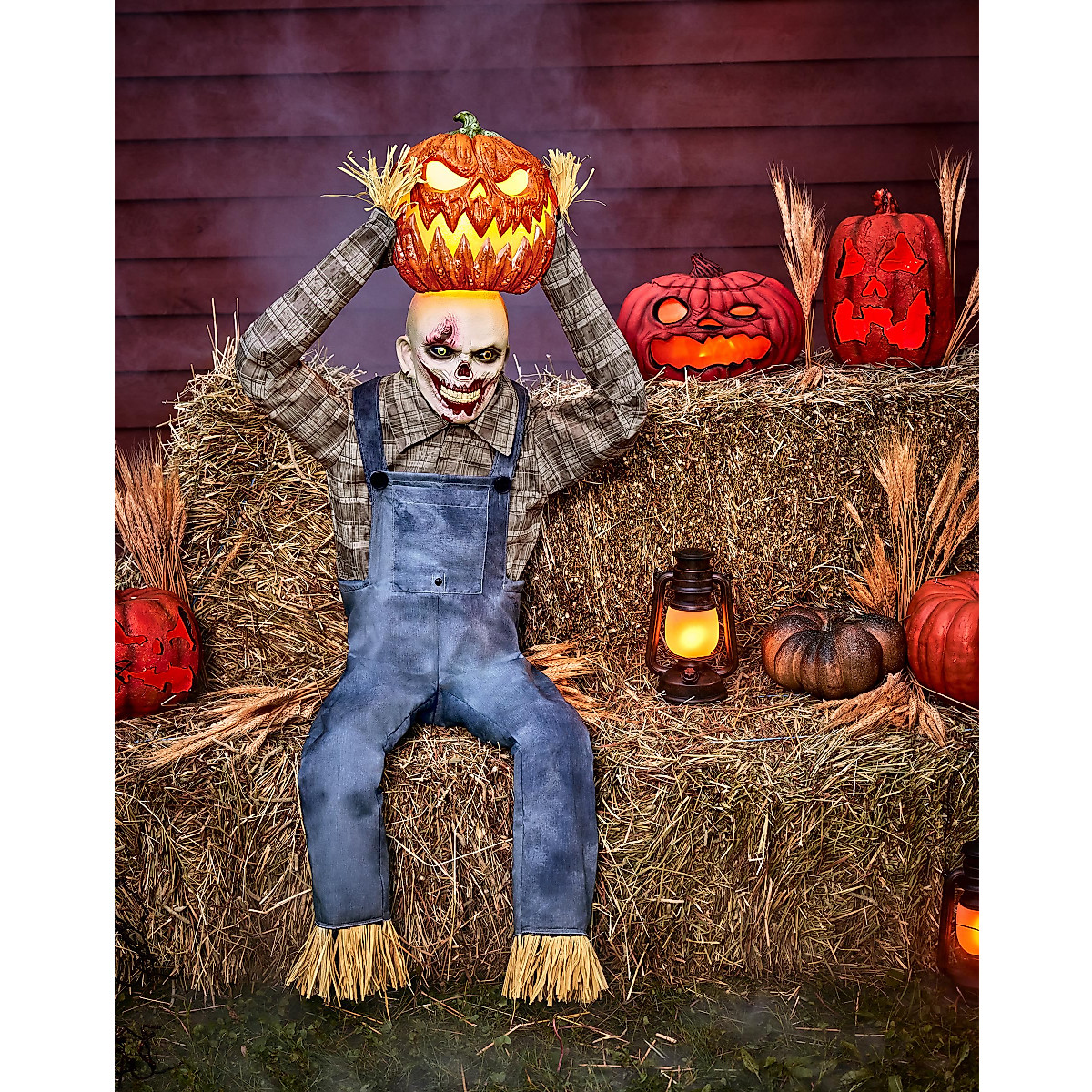 Spirit Halloween 3.6 Ft Lil Jack Carver Animatronic | Decorations | Animated | Yellow Light Up LEDs | Pop-Up Motion