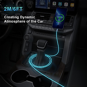 2M/6FT Flowing LED Light Up Lightning Charge Cable,Glowing Apple Charger Adapter Sync Data Connector Cord for Car with iPhone 13/12 Pro Max /11 Pro/XR/XS Max/X/8 7 SE 2020,iPad/iPod (Blue)
