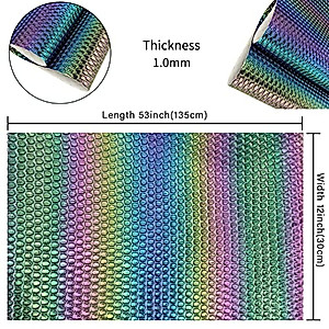 HYANG Holographic Purple to Blue Embossed Iridescent Ellipse PU Faux Leather Sheets 1 Roll 12"X53"(30cmX135cm), Faux Leather Suitable for Crafts Making Leather Earrings, Bows, Handbag ，Sewing