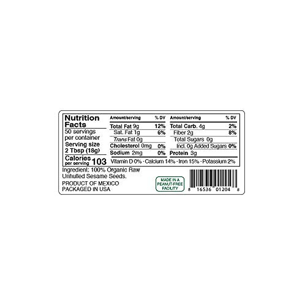 Kevala Organic Raw Sesame Seeds Unhulled, 2 Pound (White)