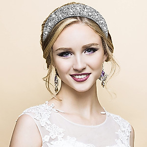 WLLHYF Rhinestone Headband Bling Crystal Hair Hoops Glitter Sparkle Thick Padded Hairband Diamond Beaded Headband Fashion Valentine's Day Gift Hair Accessories for Women Girls