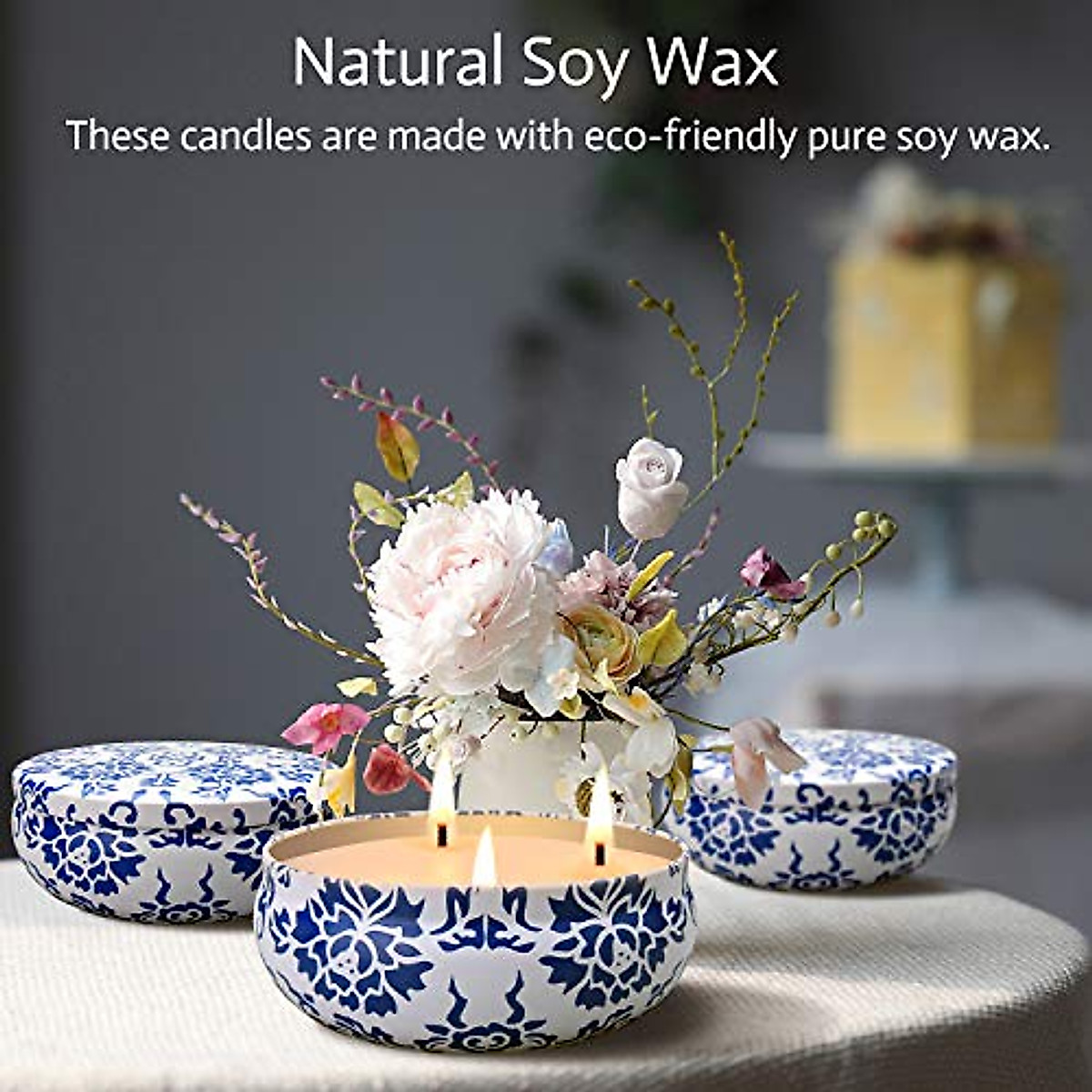Hausware Citronella Candles Outdoor & Indoor - Large 13.5 oz Scented Candles Set 3 Pack Natural Soy Wax citronella Candles for Garden Patio Yard Home Balcony Camping Backyard