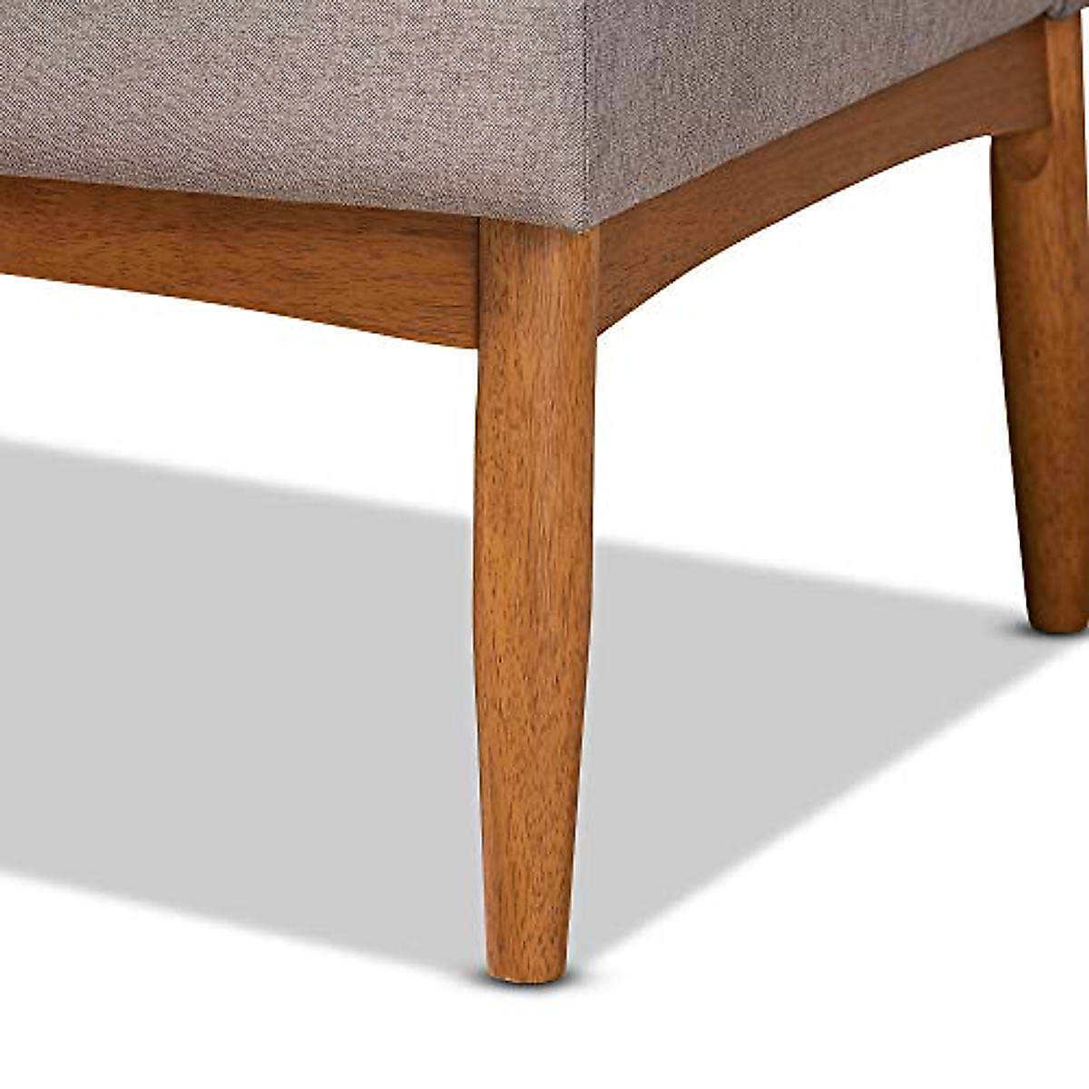 Baxton Studio Riordan Mid-Century Modern Grey Fabric Upholstered and Walnut Brown Finished Wood 2-Piece Dining Nook Banquette Set
