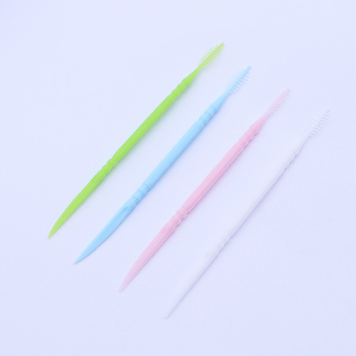 Healifty 200pcs Dental Plastic Toothpicks Double Head Cotton Swabs Oral Care Tooth Sticks