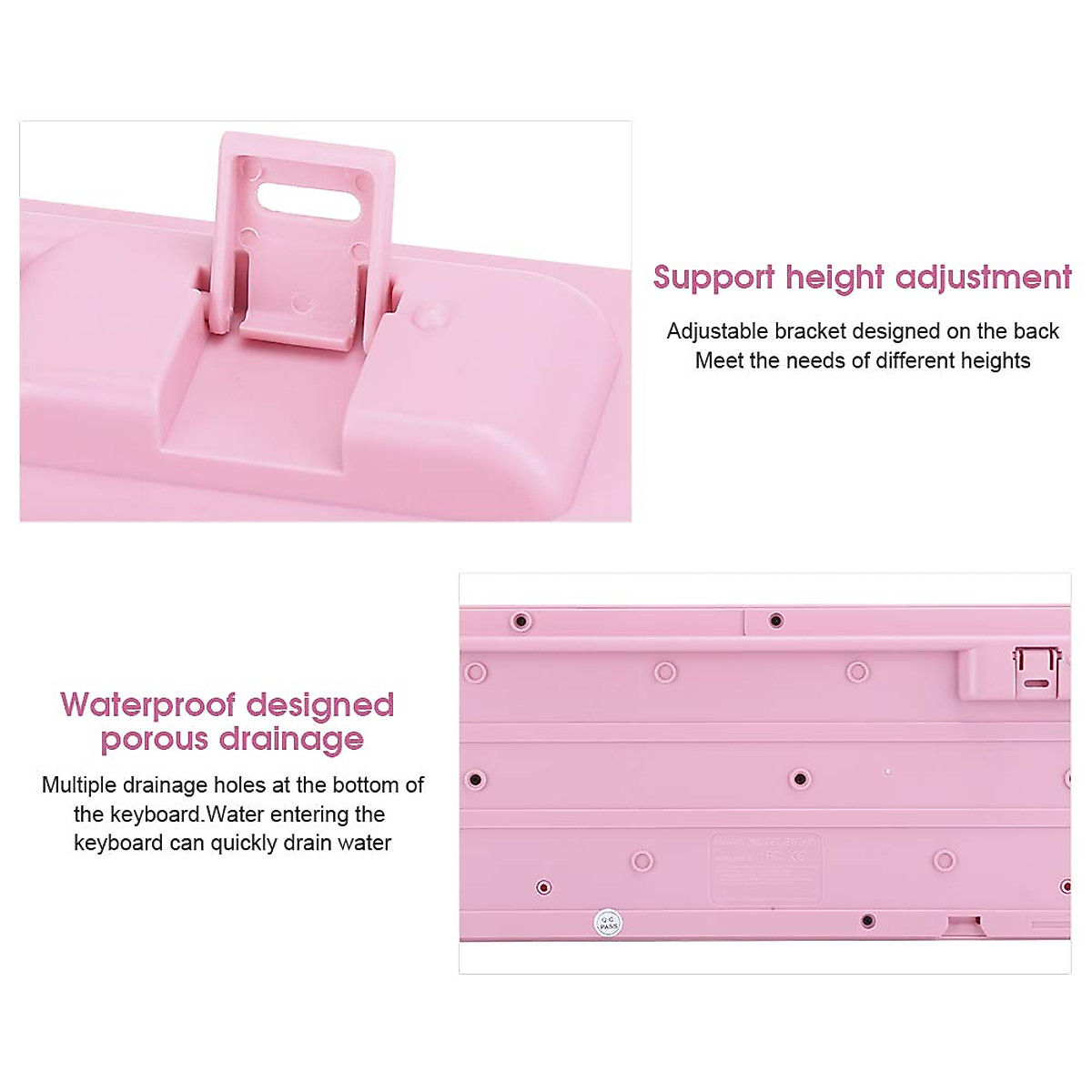 T osuny Wired Ultra-Thin Keyboard, USB, Cute Cartoon, Plug and Play, Pink/Black, Ergonomic, Waterproof for PC/Laptop/Desktop Computer