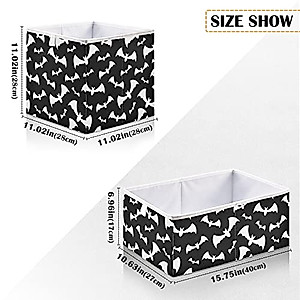 DOMIKING Halloween Bats Storage Bins for Closet Shelves Bedroom Foldable Fabric Shelf Baskets with Sturdy Handle Organization Baskets Cubes 11 Inch