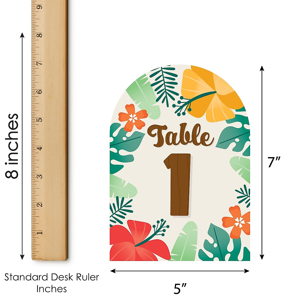 Big Dot of Happiness Tropical Luau - Hawaiian Beach Party Double-Sided 5 x 7 inches Cards - Table Numbers - 1-20