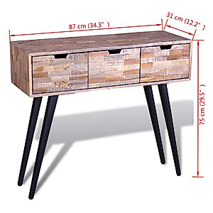 vidaXL Console Table with 3 Drawers Reclaimed Teak Wood