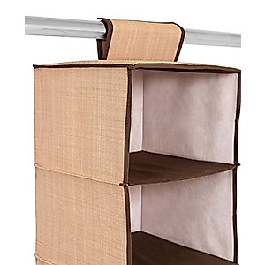 Internet's Best Hanging Closet Organizer - 6 Shelf - Clothing Sweaters Shoes Accessories Storage - Brown - College Dorm Kids Room Essential - Beige