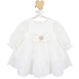 T.F. Taffy Taffy Baby Girl Newborn Christening Baptism, White, Size 0-3 Months