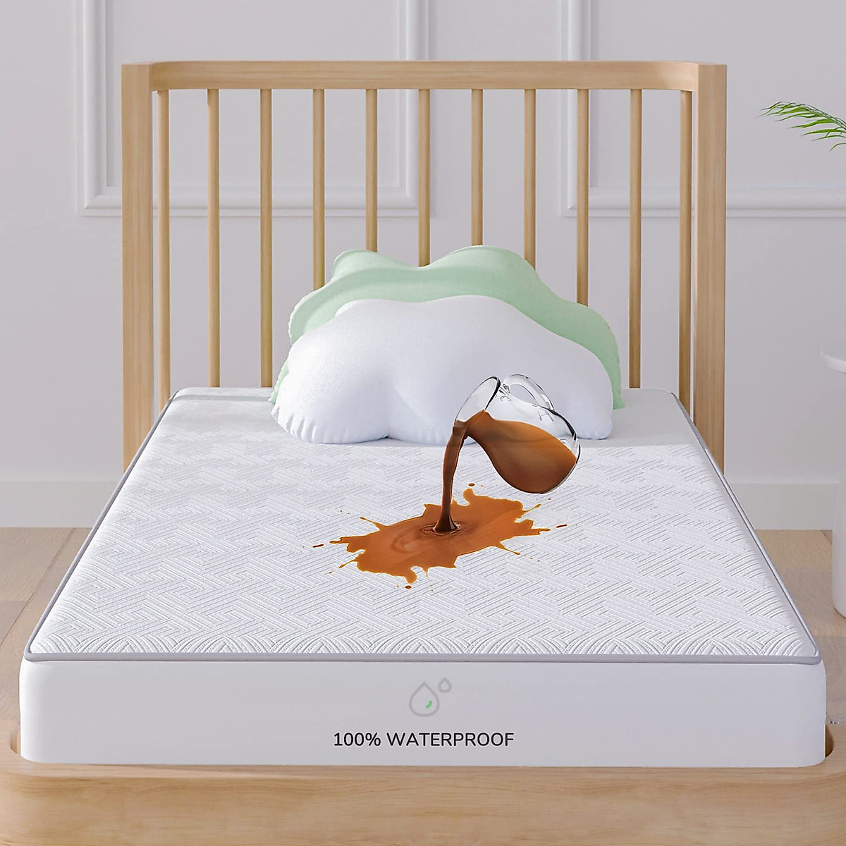 Novilla Waterproof Crib Mattress Protector, Skin-Friendly Crib Mattress Cover Ultra Soft Washable Mattress Pad Cover for Crib Bed, Fits Up to 9" Depth